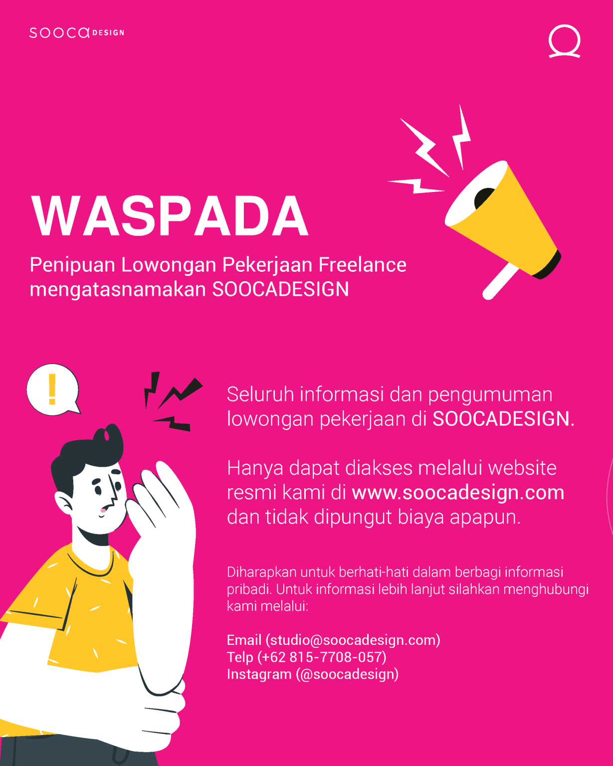 WASPADA! PENIPUAN LOWONGAN PEKERJAAN SOOCA